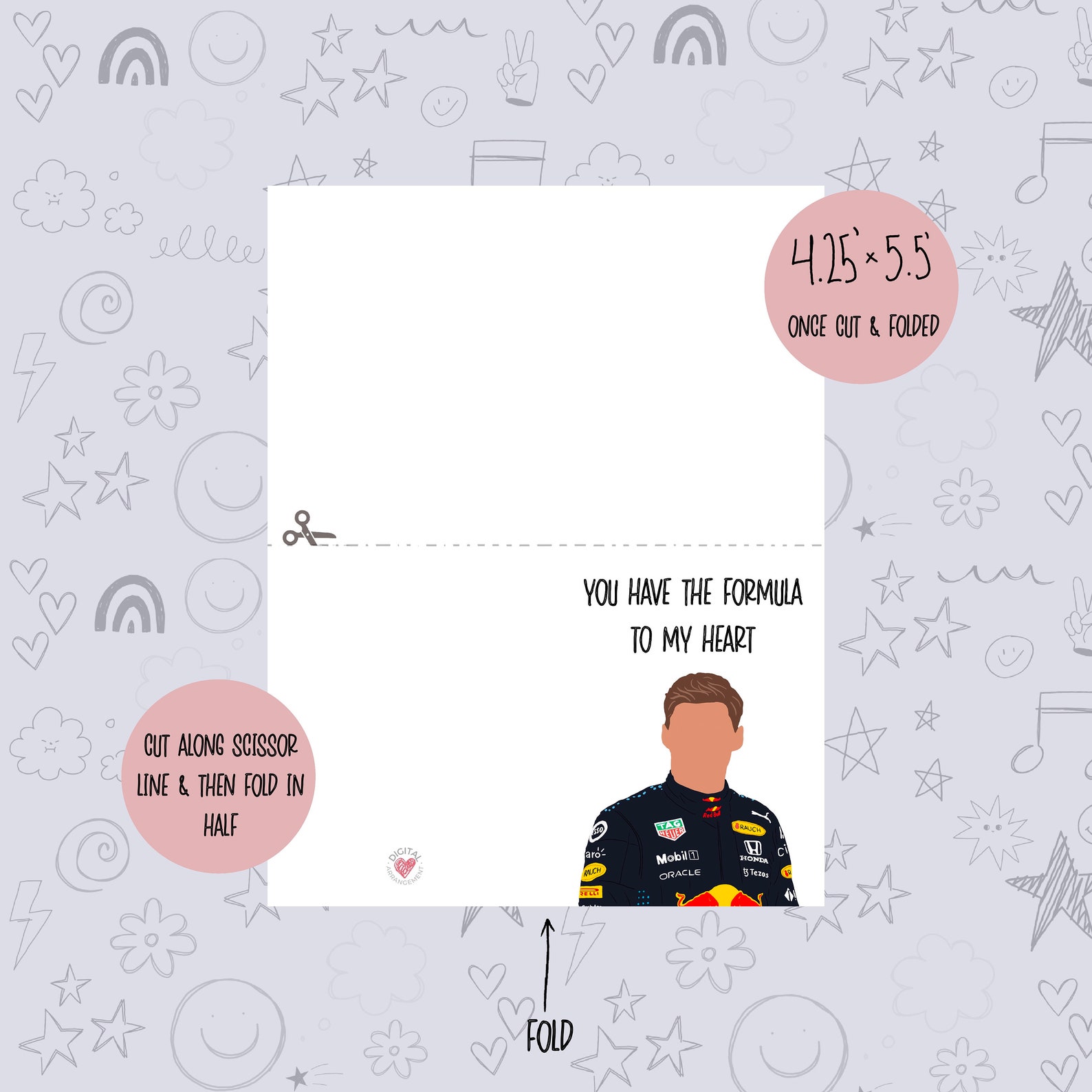 Max Verstappen Formula 1 Card, Cute Funny Card for Sports Car Lover, F1 ...