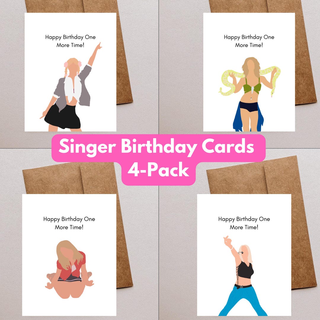 Four Pack 2000s Singer Birthday Card, Funny Card for Friend, Y2K Cards ...
