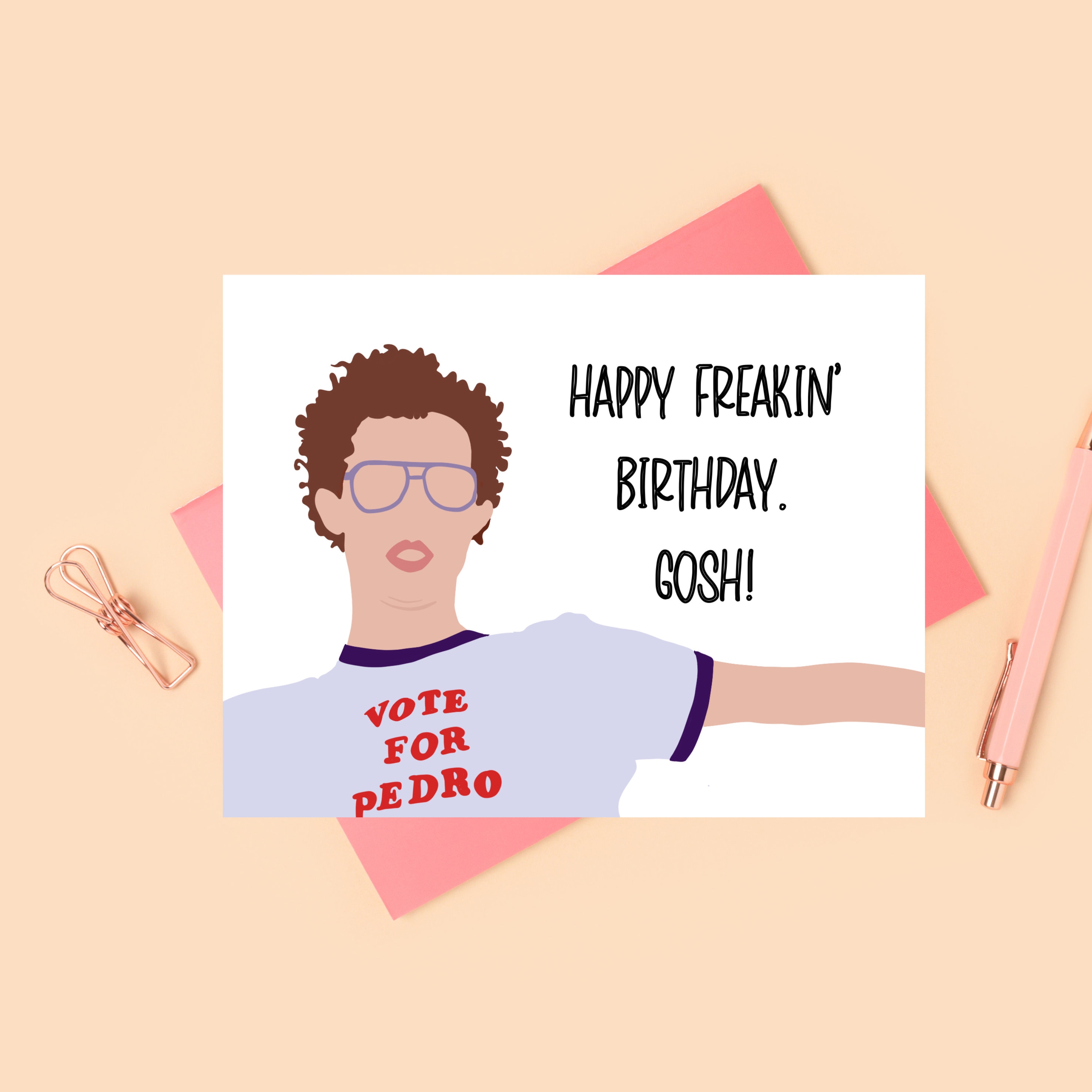 Funny Birthday Card, Napoleon Dynamite Card, Vote for Pedro, Printable ...