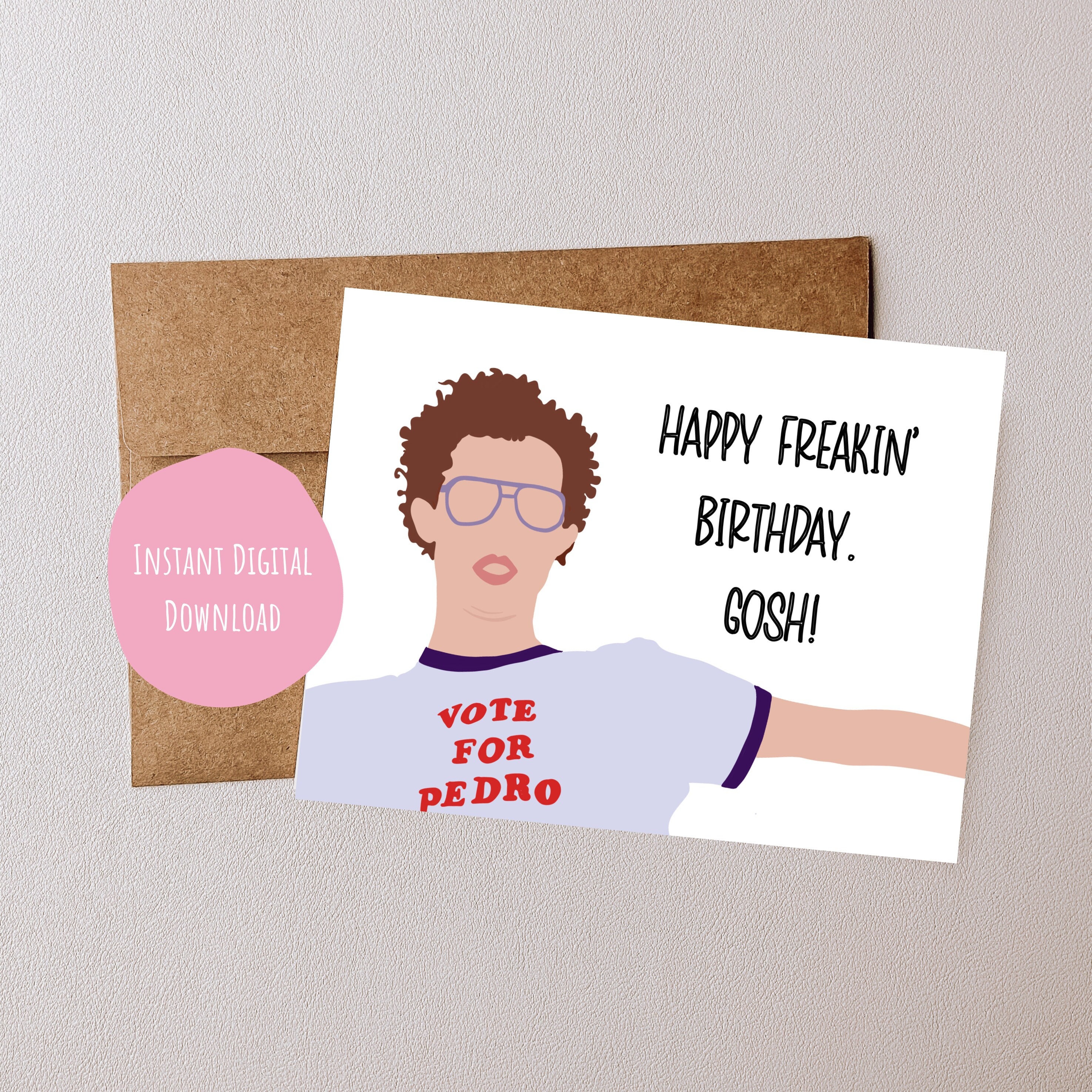 Funny Birthday Card, Napoleon Dynamite Card, Vote for Pedro, Printable ...