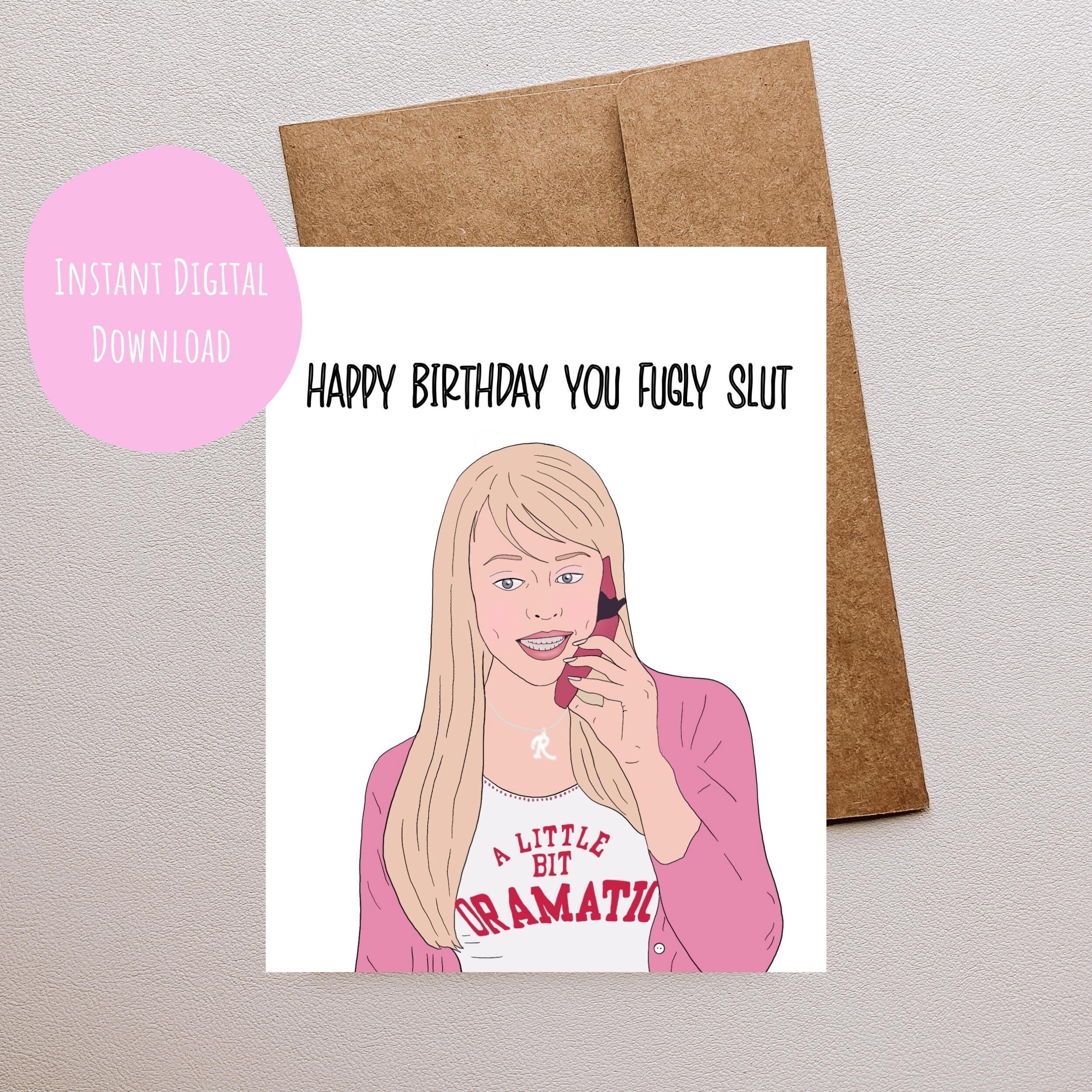 Funny Mean Girls Birthday Card, Illustrated Regina George Card for ...
