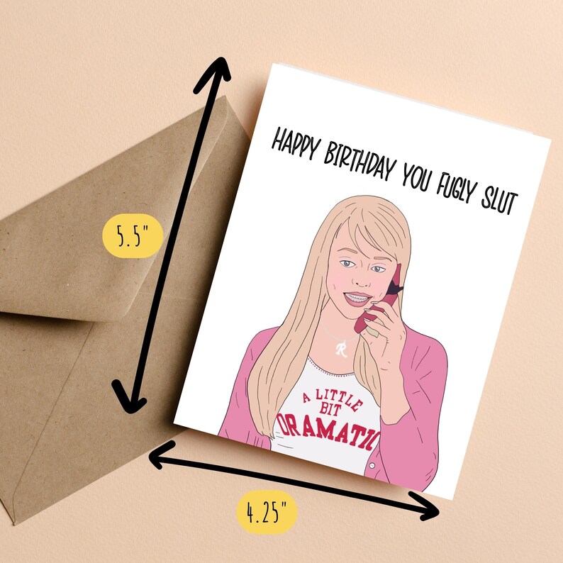 Funny Mean Girls Birthday Card, Illustrated Regina George Card for ...