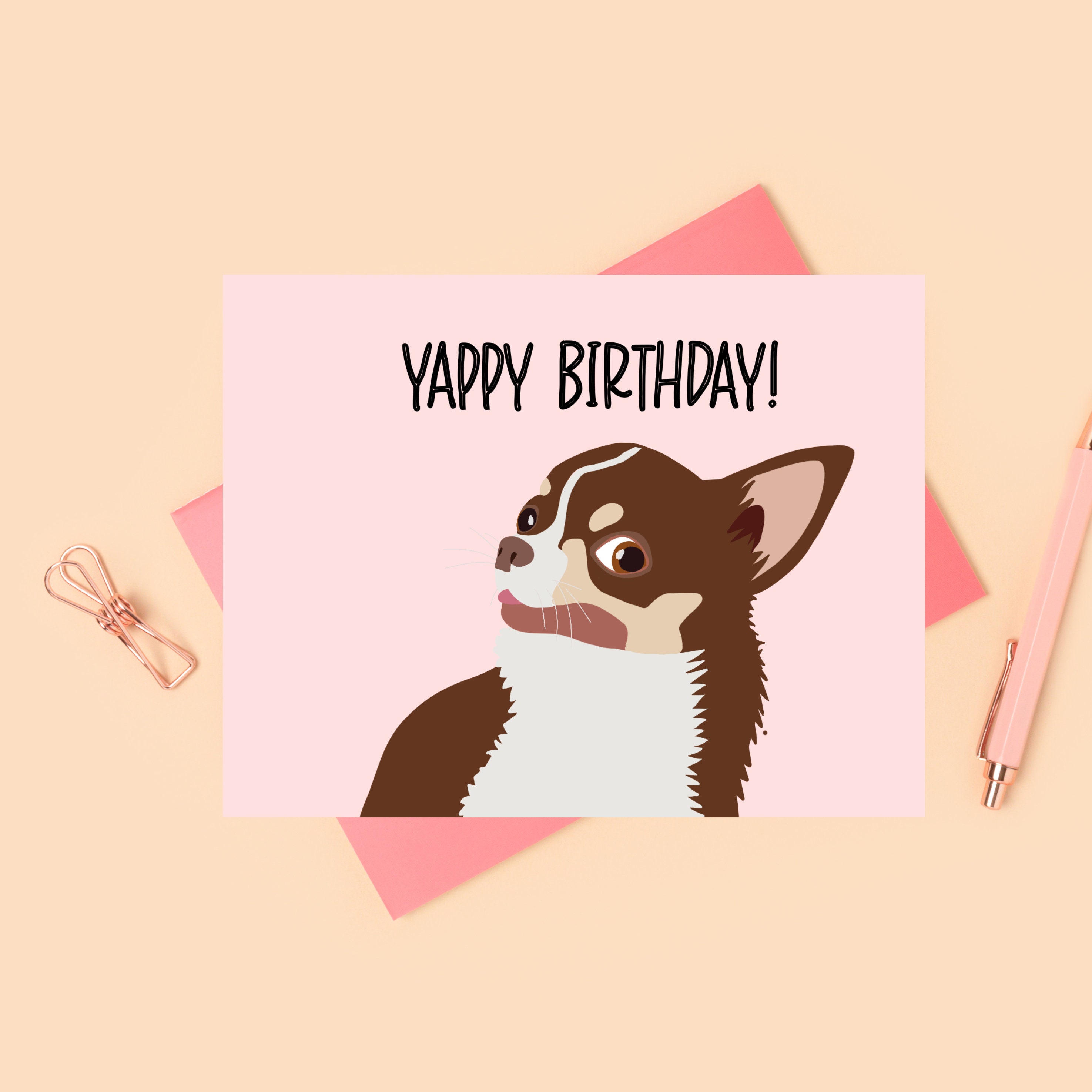 Funny Chihuahua Birthday Card, Yappy Birthday, Fun Cute Bday Cards for ...