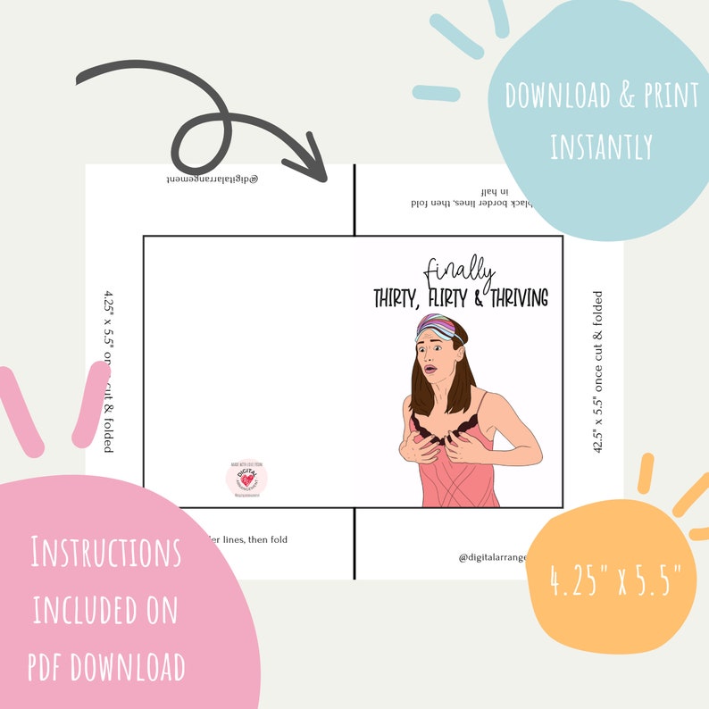 Funny 30th Birthday Card, Romcom Movie, Romantic Comedy Greeting Card, Instant Digital Download ...