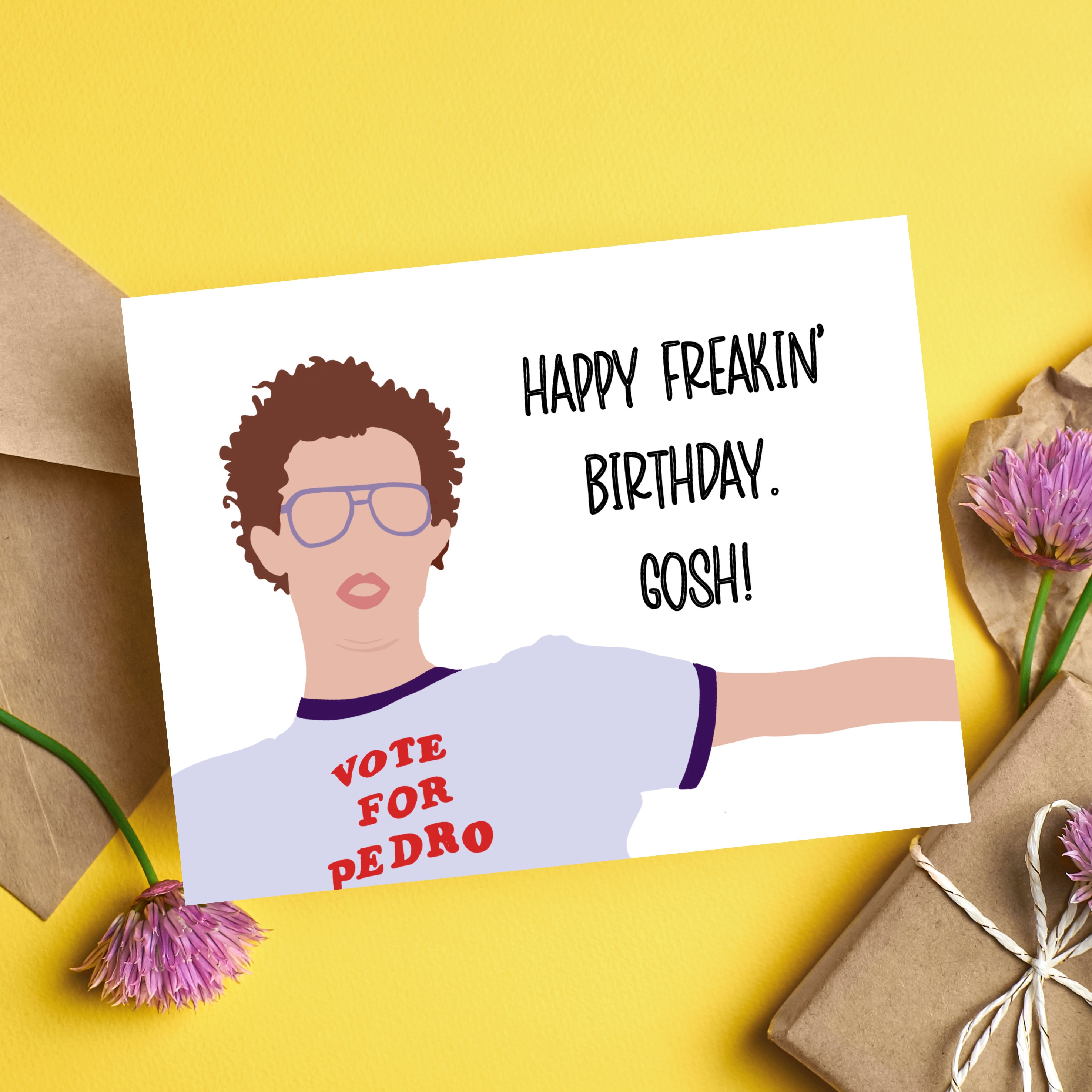 Funny Birthday Card, Napoleon Dynamite Card, Vote for Pedro, Printable ...