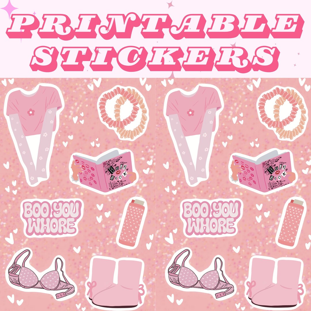 Printable Sticker Sheet Set of 7 2000s Themed Stickers Cute - Etsy