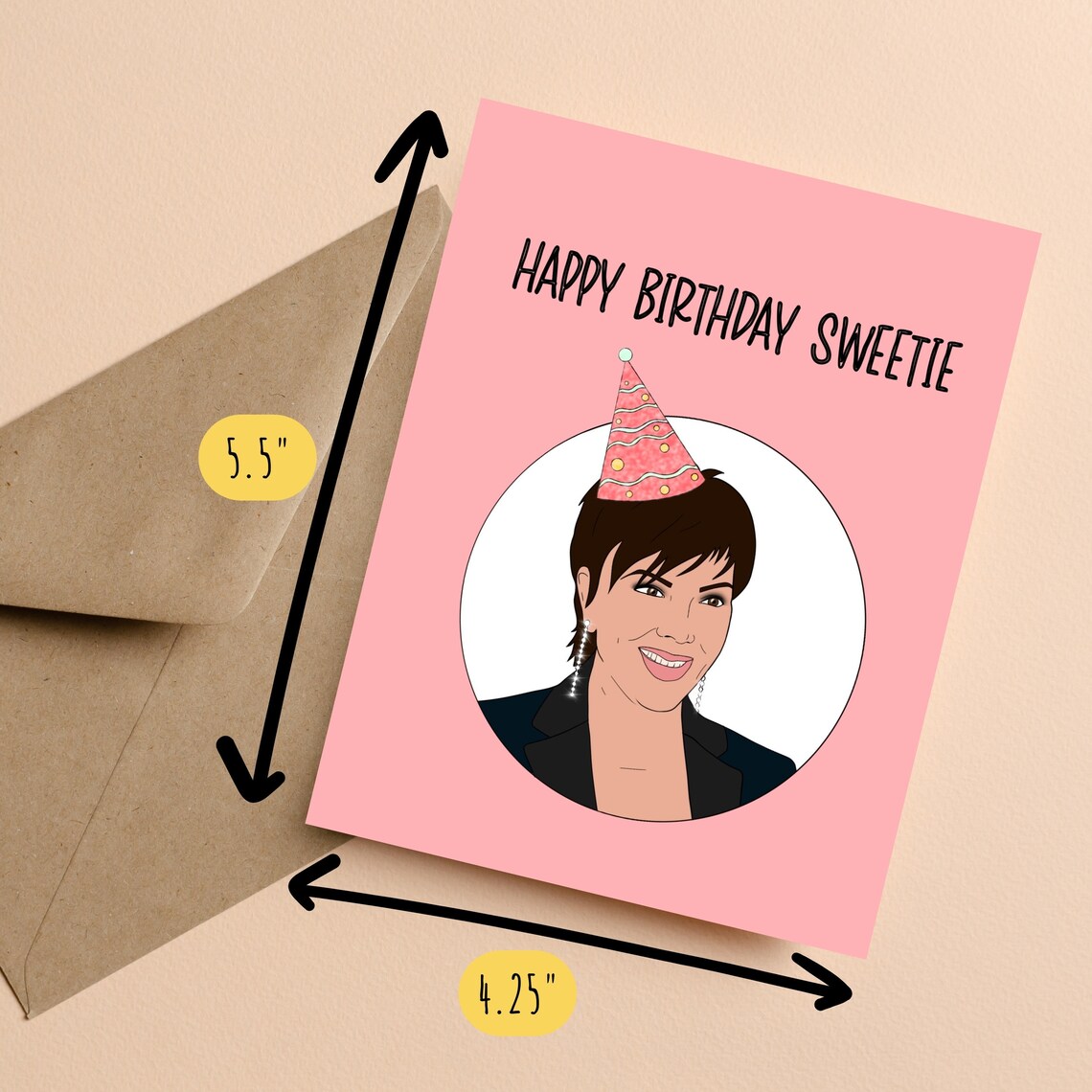 Funny Birthday Card Happy Birthday Sweetie Cute Kris Jenner - Etsy
