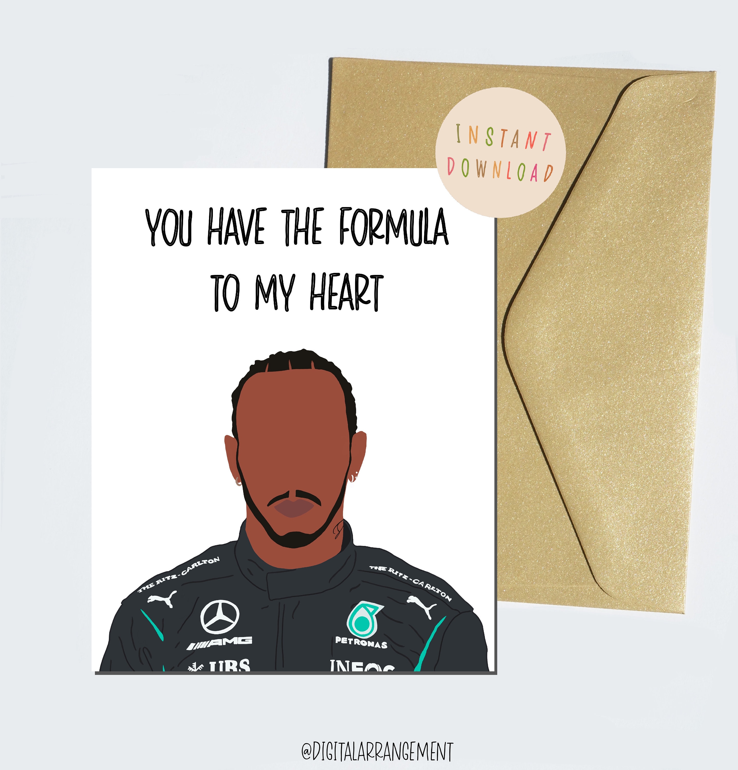 Lewis Hamilton Formula 1 Card, Cute Greeting Card for Boyfriend ...