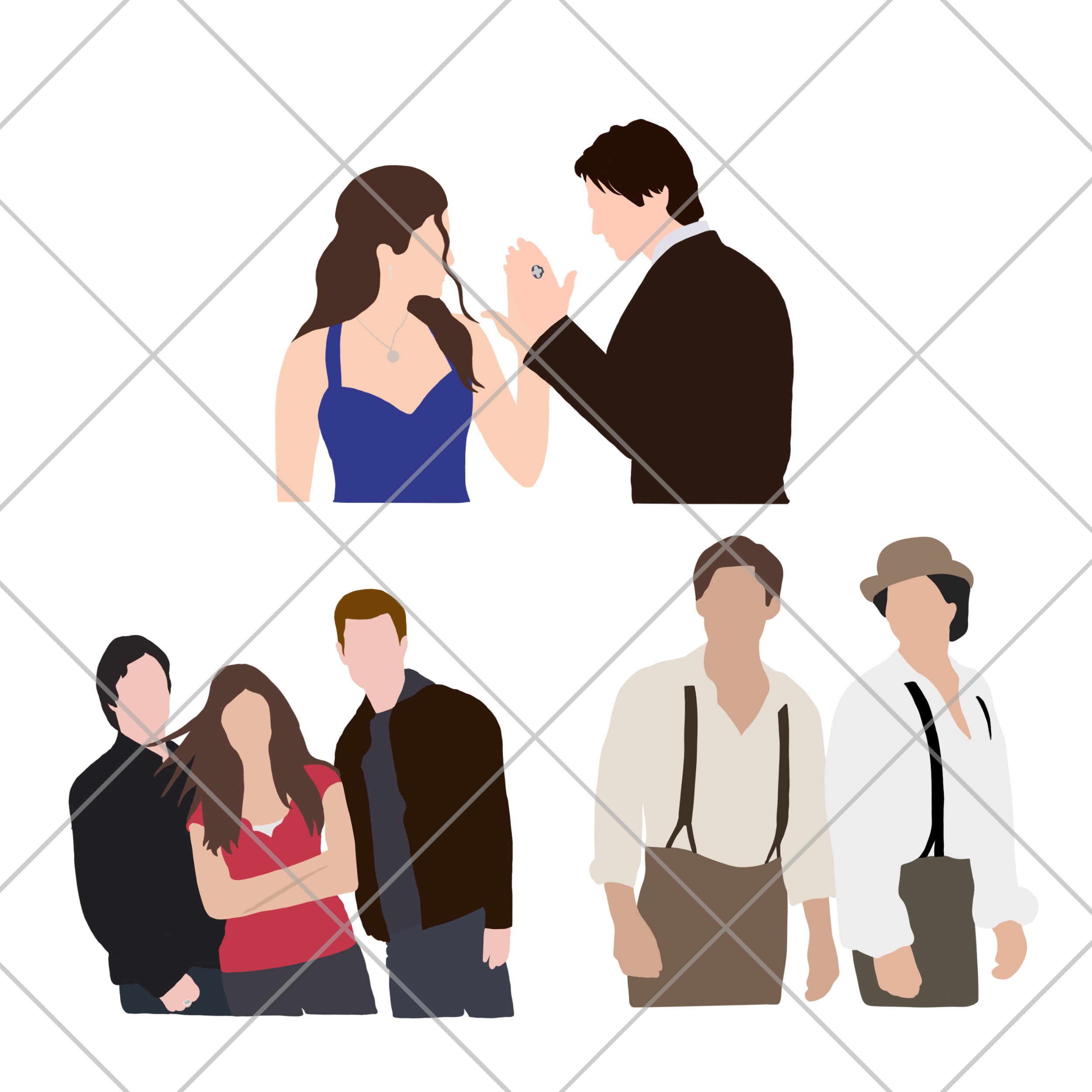 Vampire PNG Set of 3, Damon and Elena, Damon and Stefan, Salvatore ...