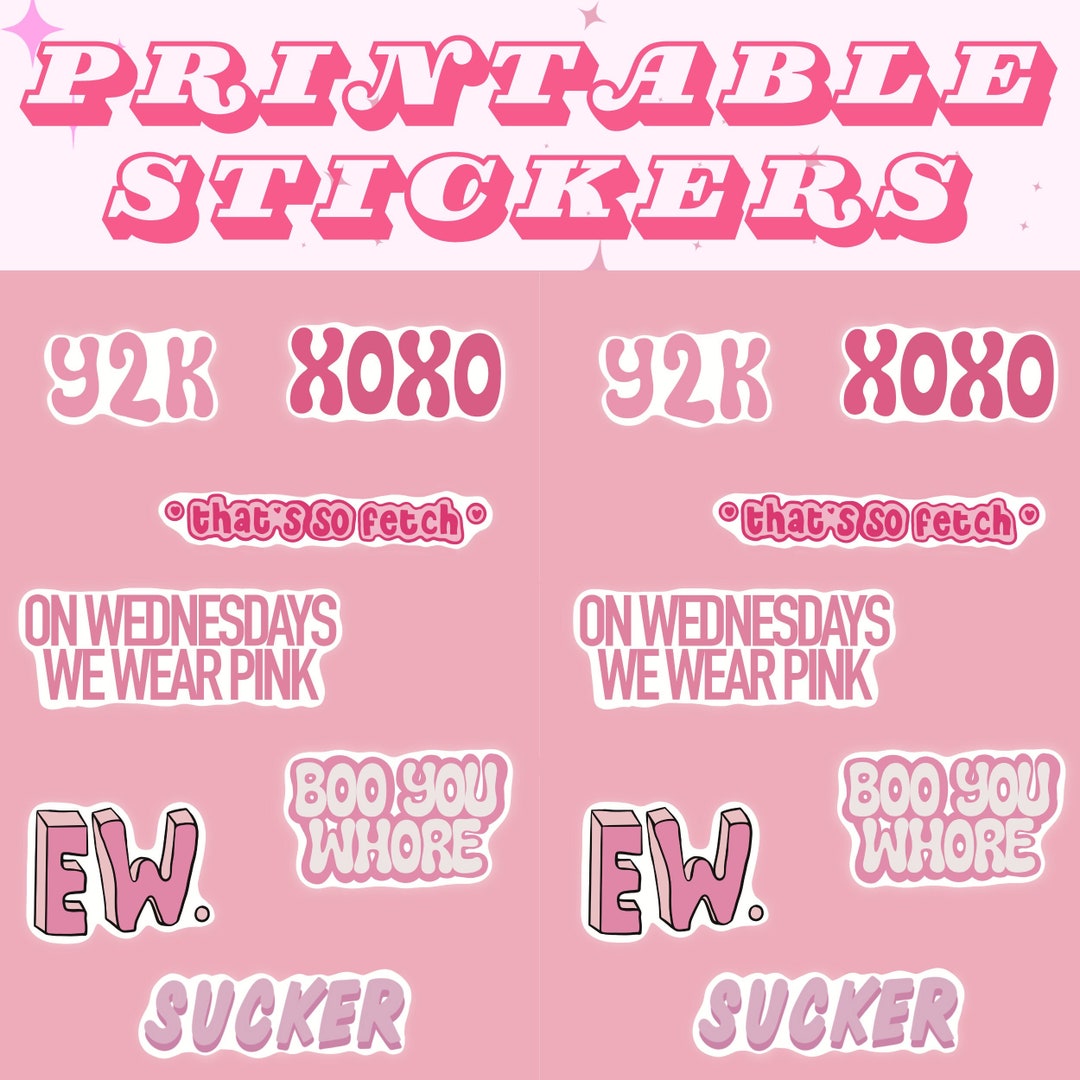 Y2K Printable Sticker Sheet Set of 7, 2000s Themed Stickers, Funny ...