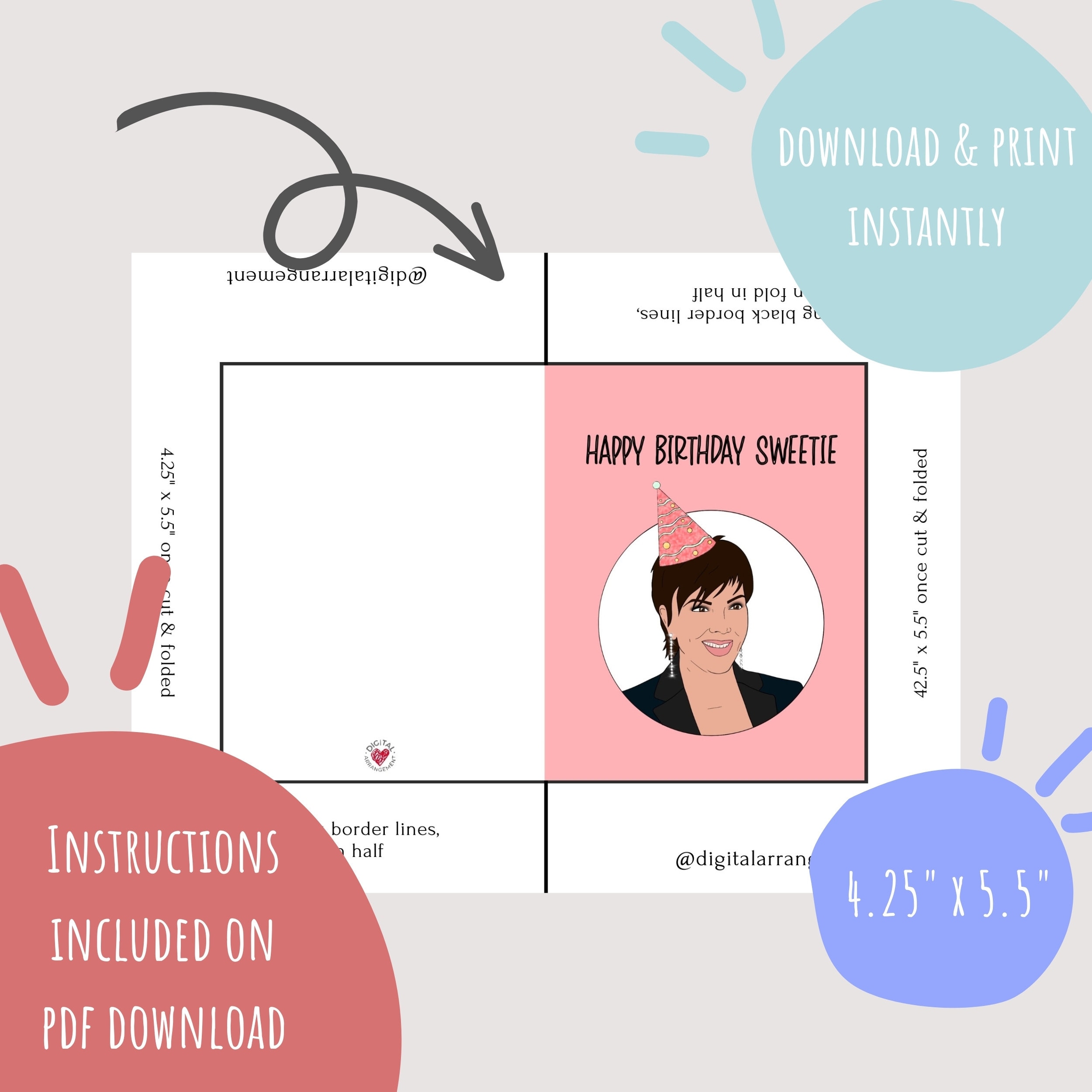 Funny Birthday Card, Happy Birthday Sweetie, Cute Kris Jenner Cards ...