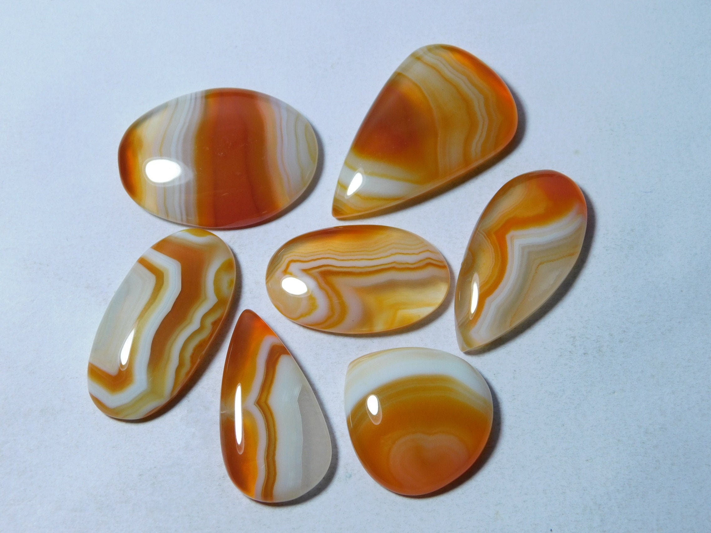 7 piece Quality Orange Banded Agate Gemstone 100% Natural | Etsy