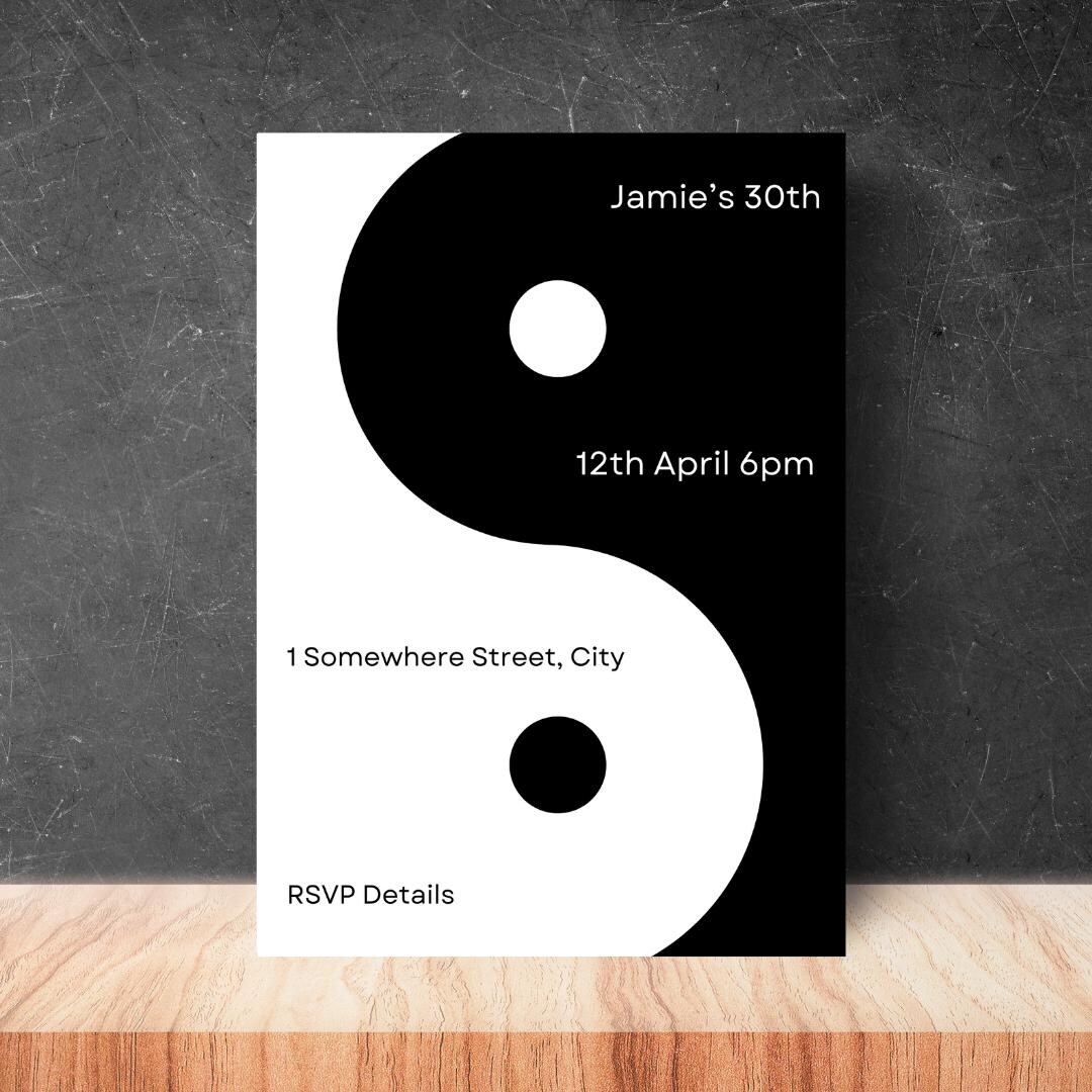 Yin Yang Party Invitation, Digital Template, Customisable Invite, Party ...