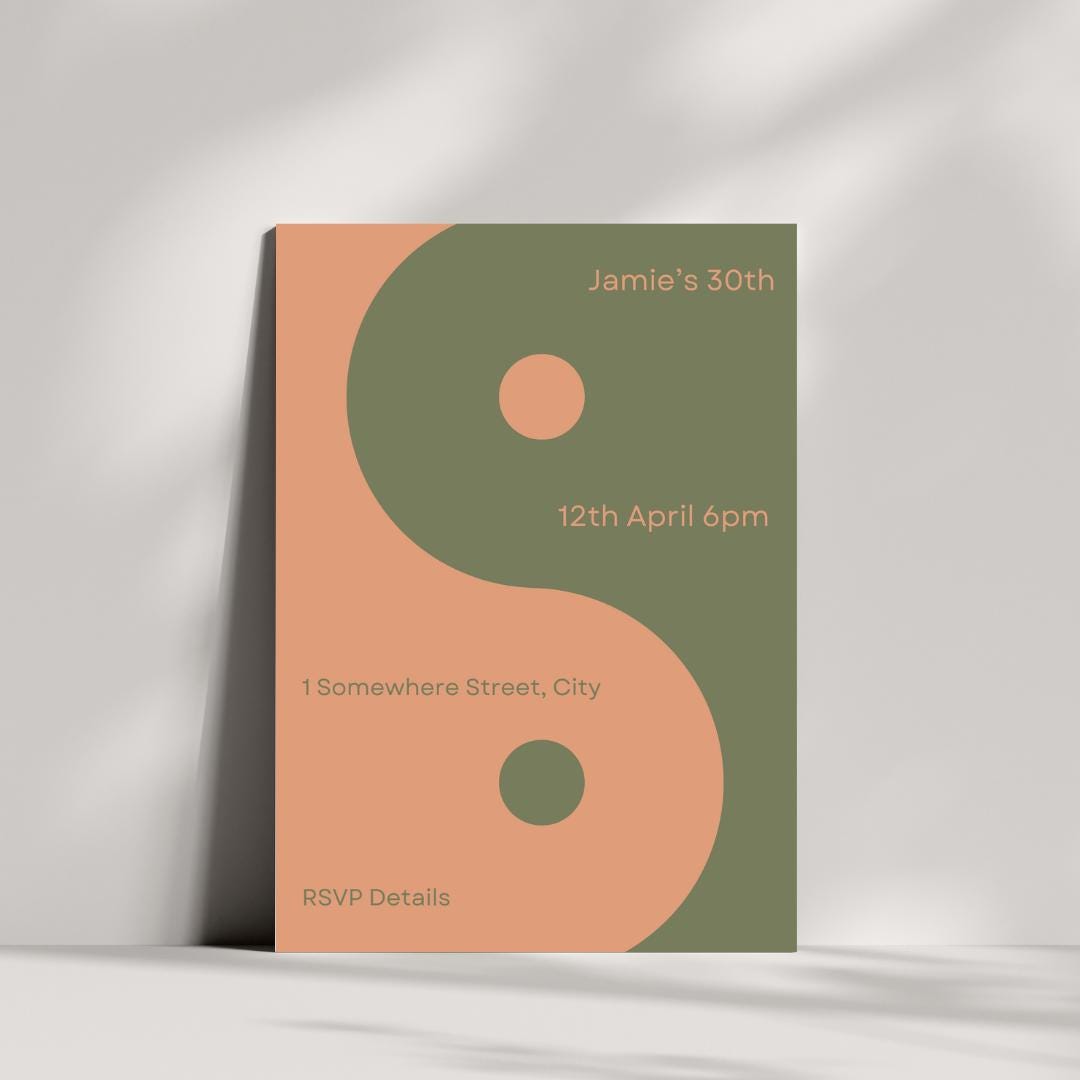 Yin Yang Party Invitation, Digital Template, Customisable Invite, Party ...