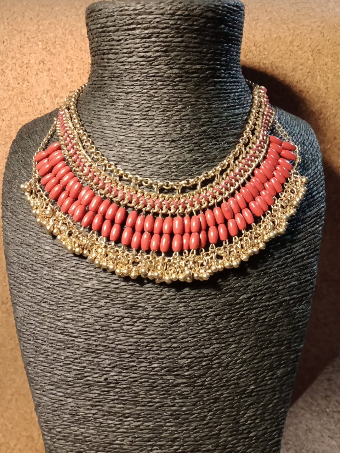 Necklace isis in Brown Glass Bead on Fancy Chain - Etsy