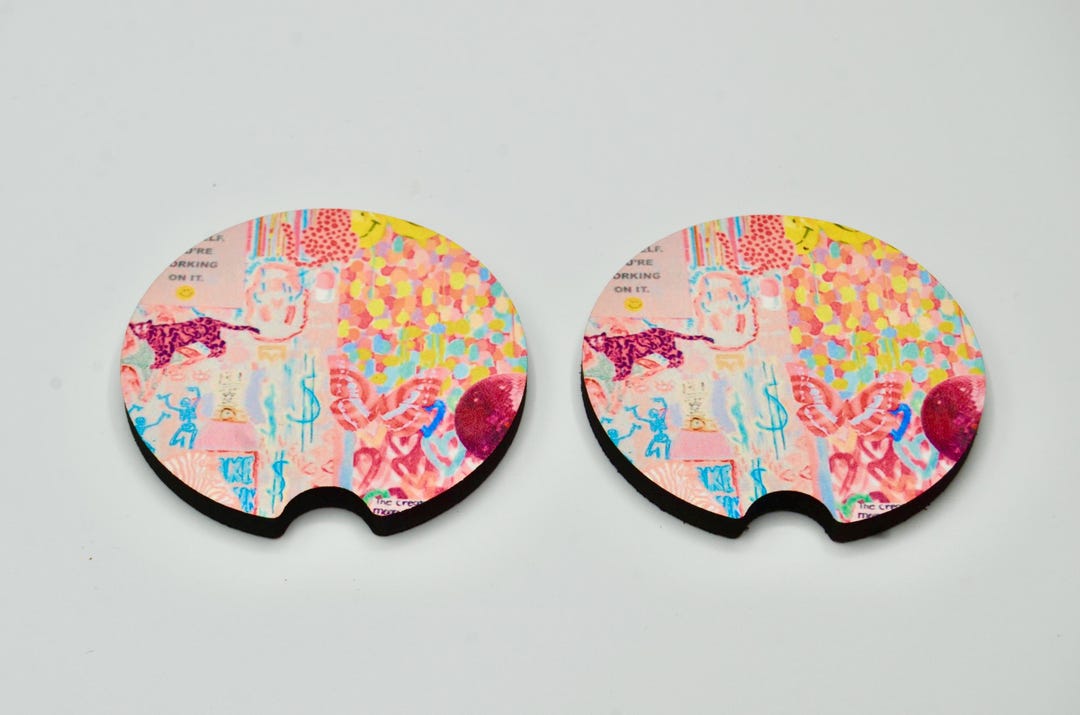 Preppy Art Car Coasters – Set of 2 Cork Drink Coasters - Etsy