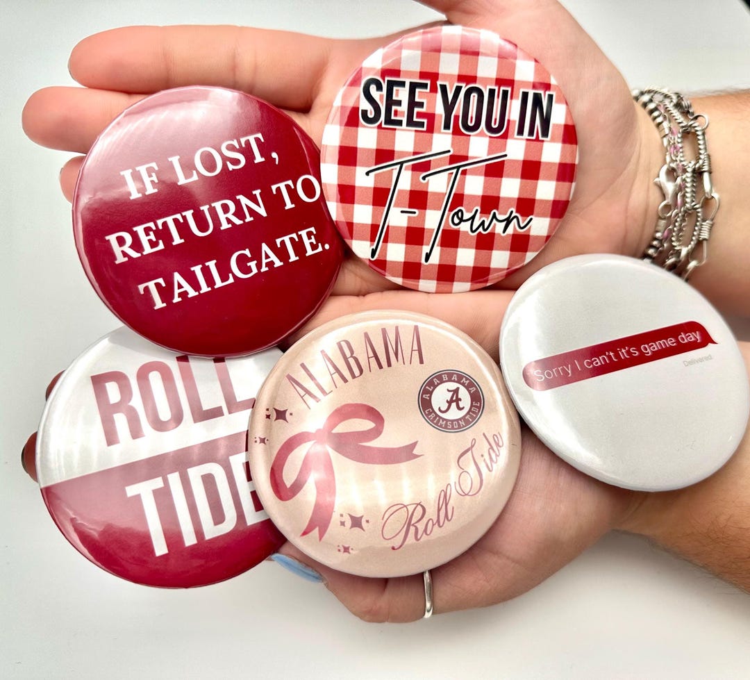 Alabama Gameday Buttons | Gameday Accessories | Roll Tide - Etsy