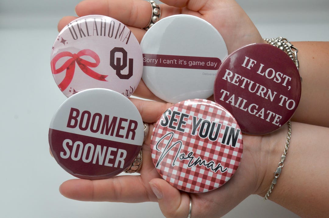 Oklahoma Gameday Buttons | Gameday Accessories | Boomer Sooner - Etsy