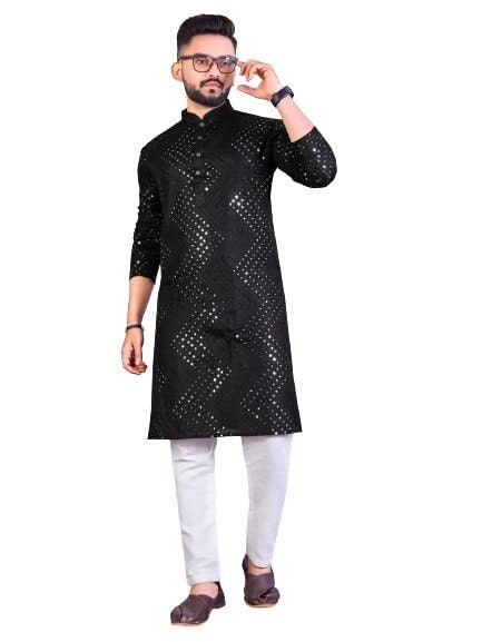 Mens Pure Mirror Work Kurta Mens Wedding Kurtakurta for Man American ...