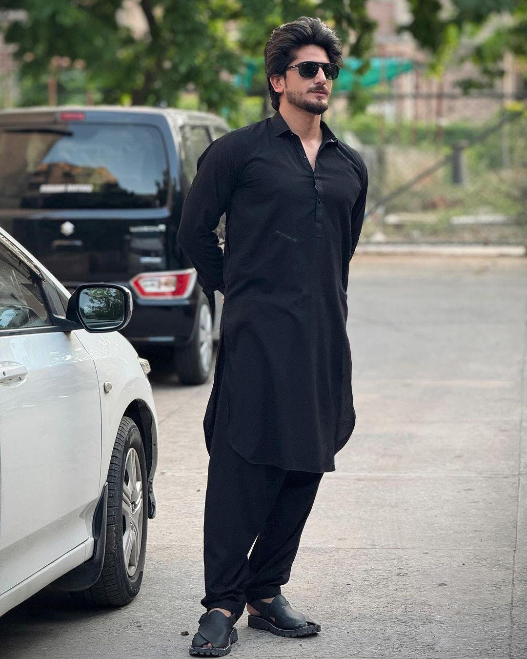 Men's Shalwar Suit, Black Pathani Kurta With Salwar, Punjaban Pathani ...