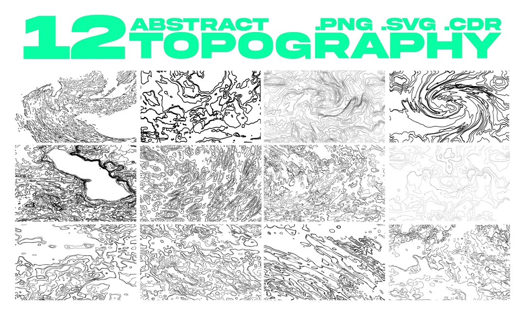 Topographic Map Vector Patterns Pack (12 Variations) - for Illustrator ...