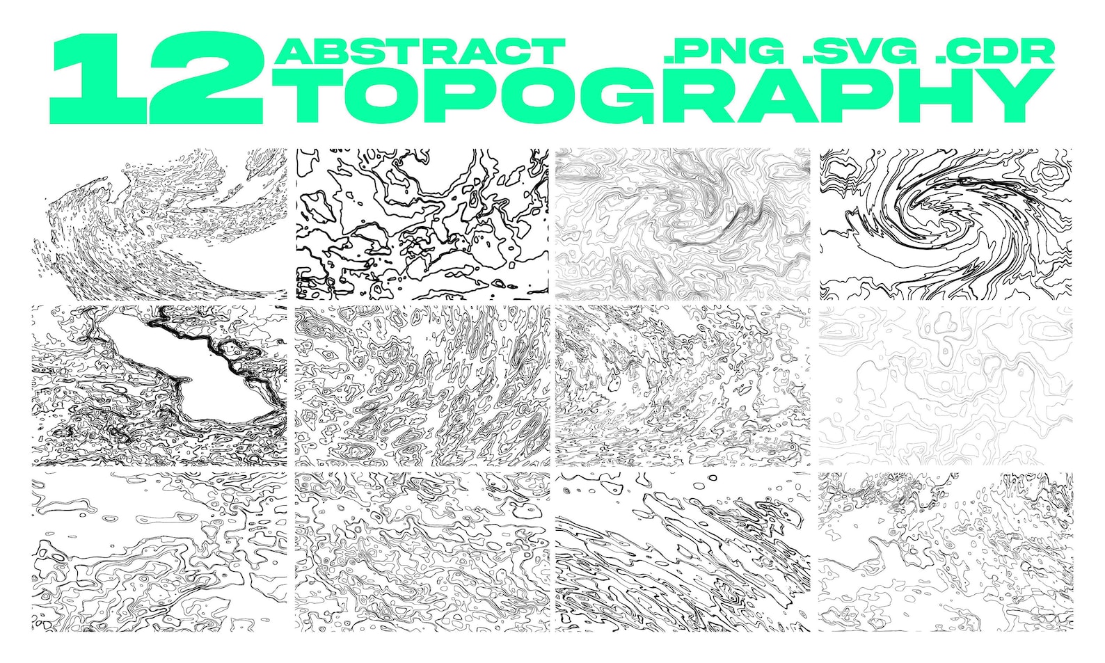 Topographic Map Vector Patterns Pack (12 Variations) - for Illustrator ...