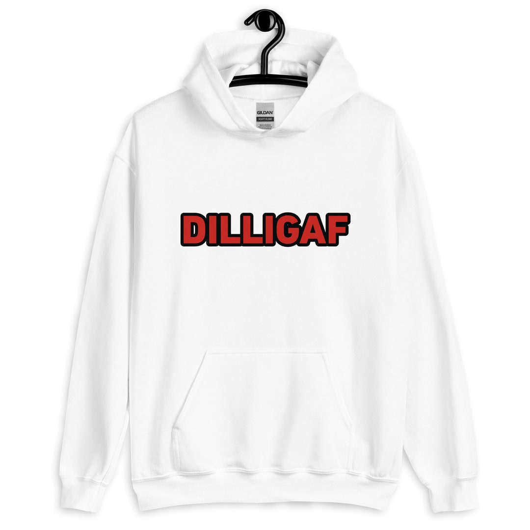 DILLIGAF Hoodie (red Font With Black Border) - Etsy
