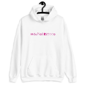 Misunderstood Hoodie (pink Font) - Etsy