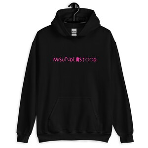 Misunderstood Hoodie (pink Font) - Etsy