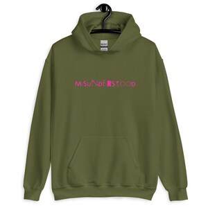 Misunderstood Hoodie (pink Font) - Etsy