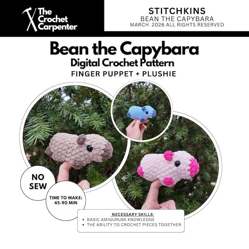 Crochet Capybara PDF Pattern: Finger Puppet & Plushie (digital Download ...