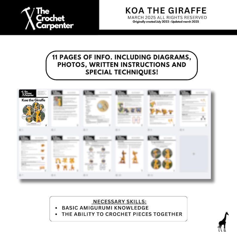 Koa the Giraffe Crochet Pattern: No Sew Amigurumi (digital Download) - Etsy