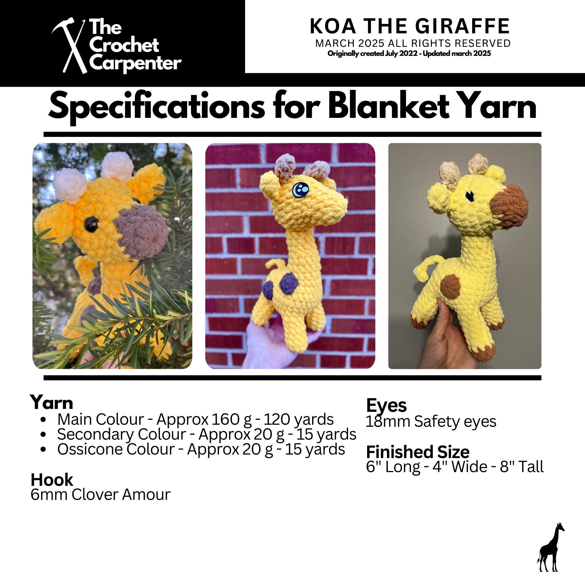 Koa the Giraffe Crochet Pattern: No Sew Amigurumi (digital Download) - Etsy