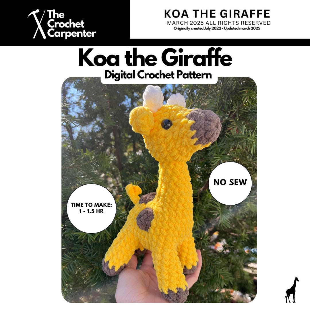 Koa the Giraffe Crochet Pattern: No Sew Amigurumi (digital Download) - Etsy