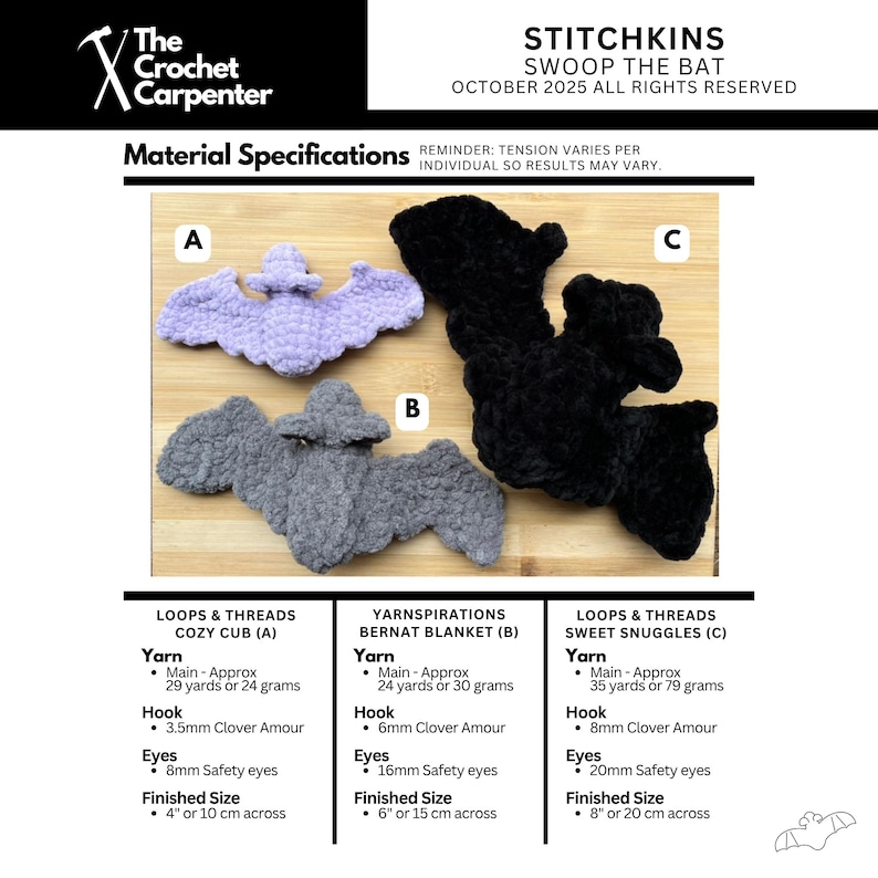 Crochet Bat PDF Pattern: Finger Puppet & Plushie (digital Download) - Etsy