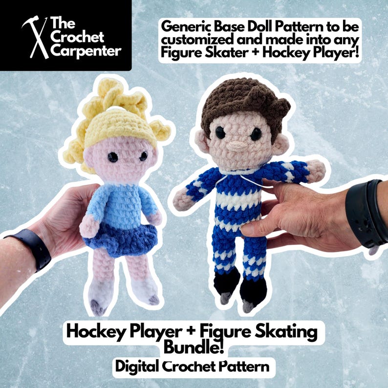 Crochet Hockey Player + Figure Skater BUNDLE PDF Patterns (digital ...