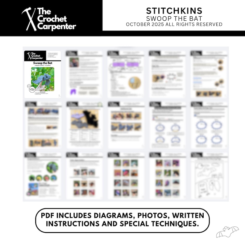 Crochet Bat PDF Pattern: Finger Puppet & Plushie (digital Download) - Etsy