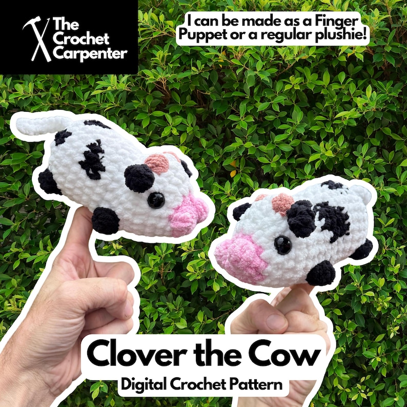 Crochet Cow PDF Pattern: Finger Puppet & Plushie (digital Download) - Etsy