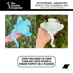 Ripple the Ray - Finger Puppet + Plushie Crochet Cownose Ray PDF ...