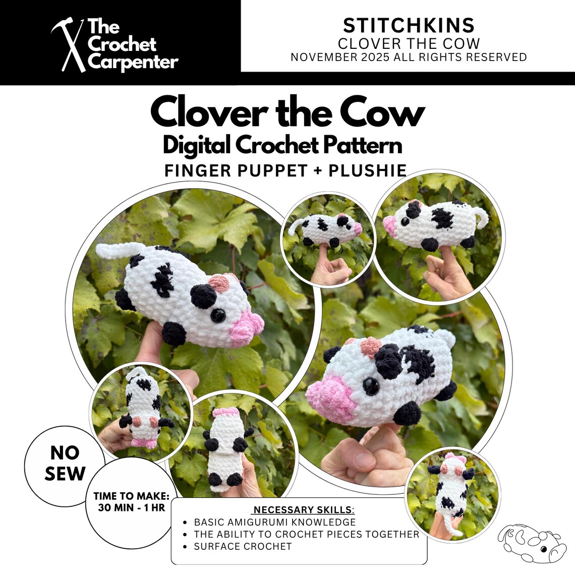 Crochet Cow PDF Pattern: Finger Puppet & Plushie (digital Download) - Etsy