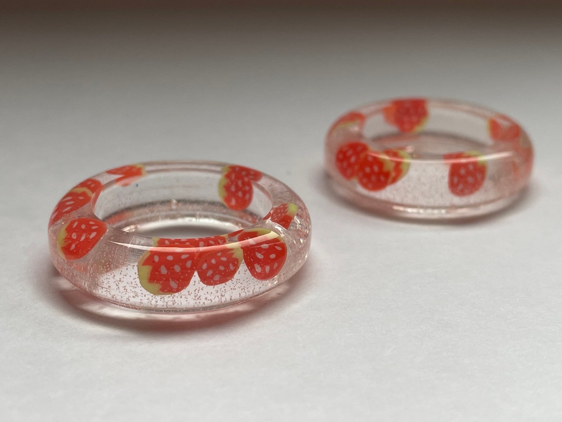Clear Strawberry Resin Rings - Etsy