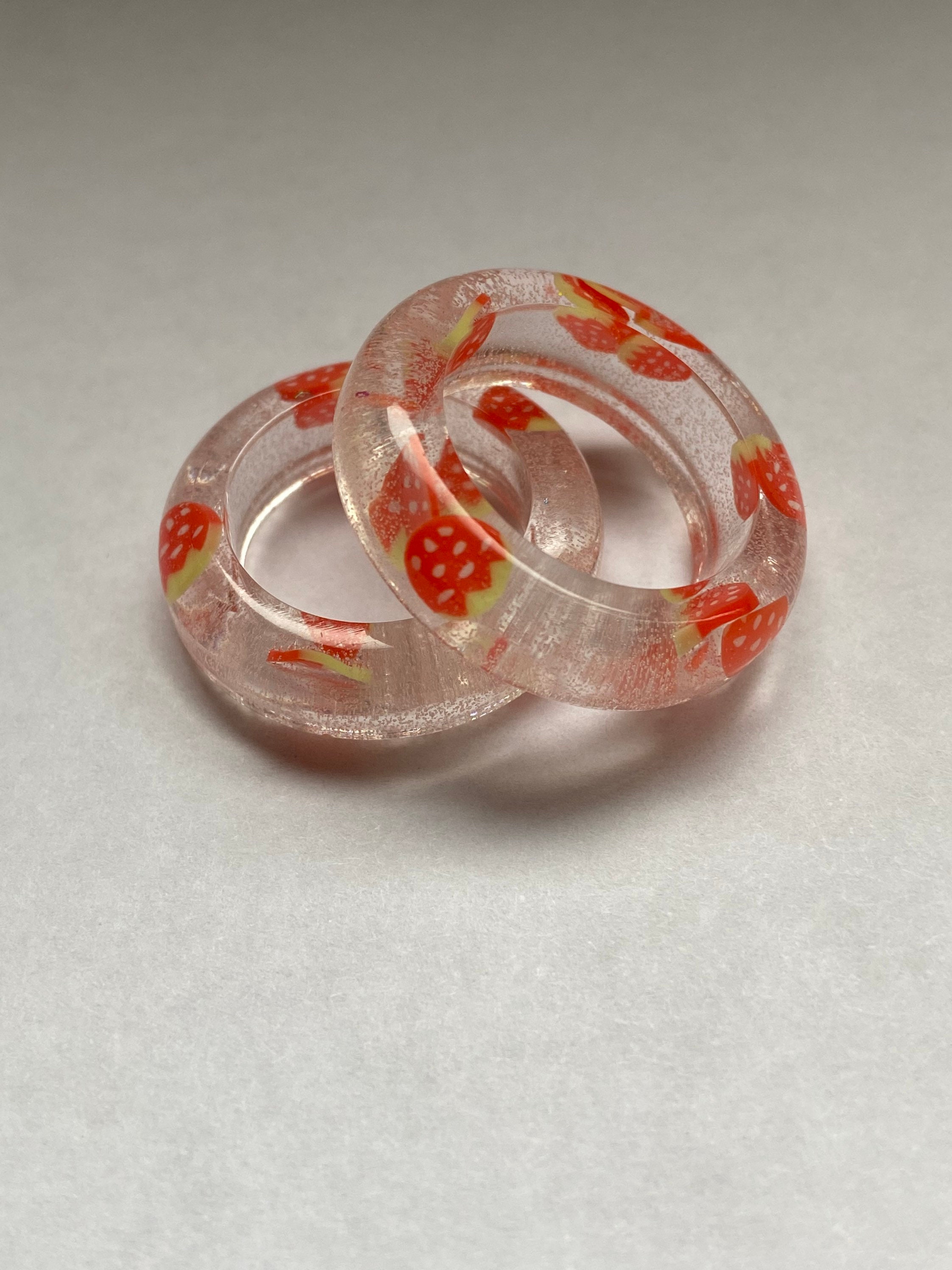 Clear Strawberry Resin Rings - Etsy