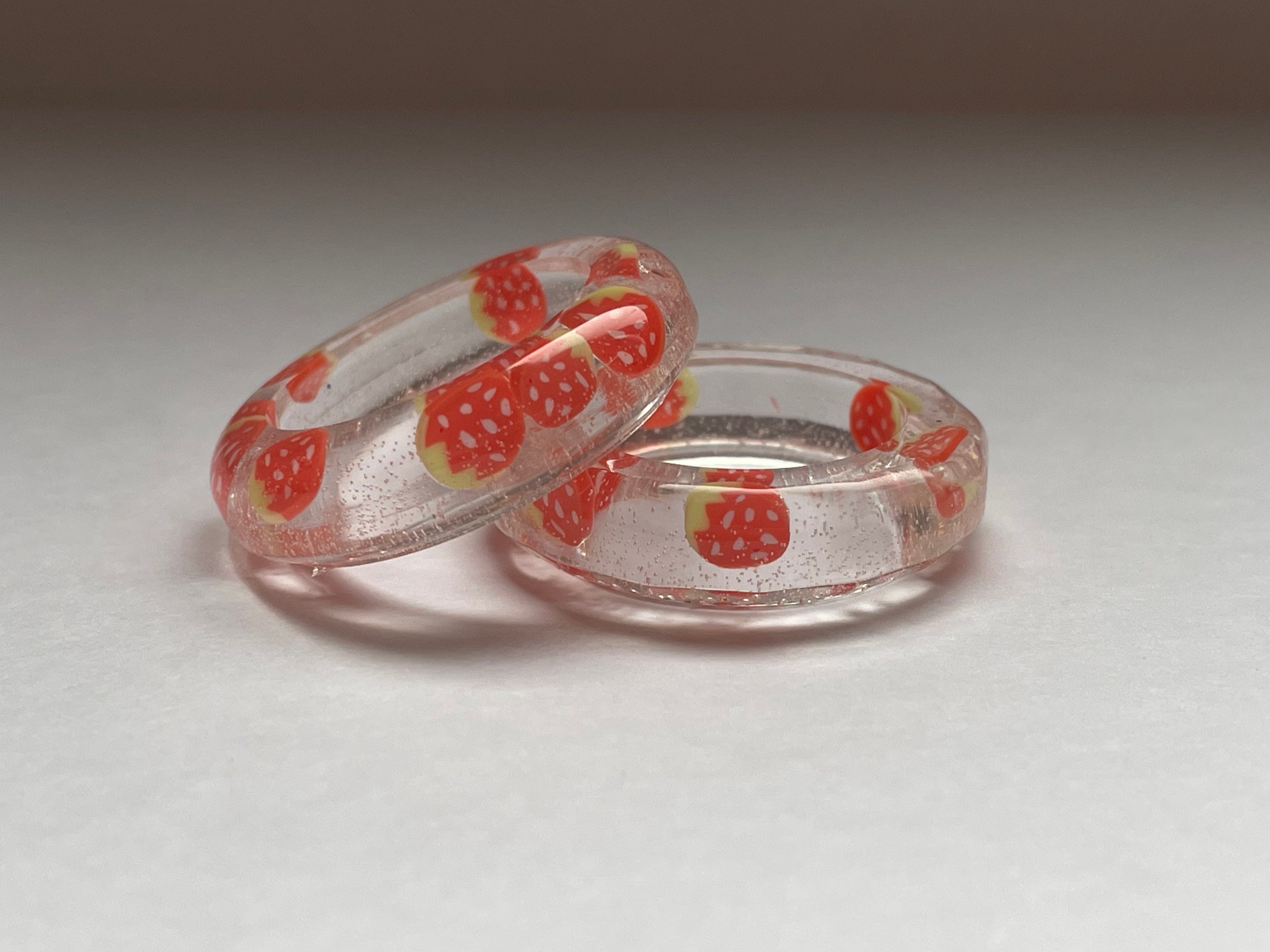 Clear Strawberry Resin Rings - Etsy