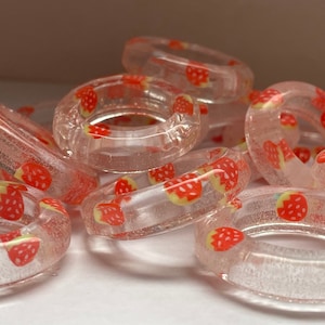 Clear Strawberry Resin Rings - Etsy
