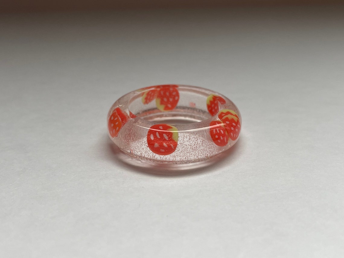Clear Strawberry Resin Rings - Etsy