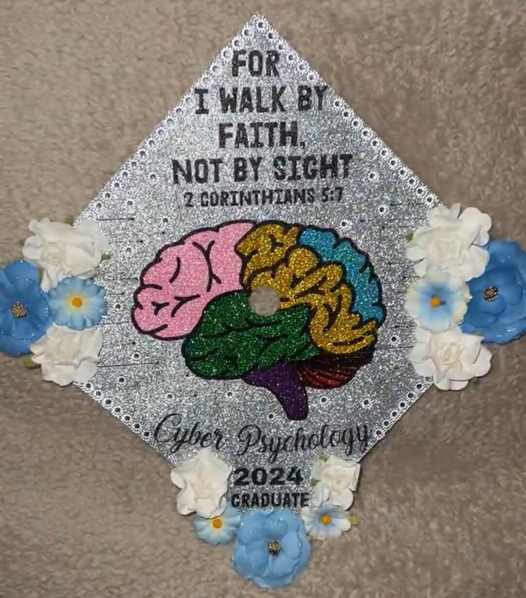 Custom Glitter Graduation Cap Topper, Graduation Cap Decoration ...