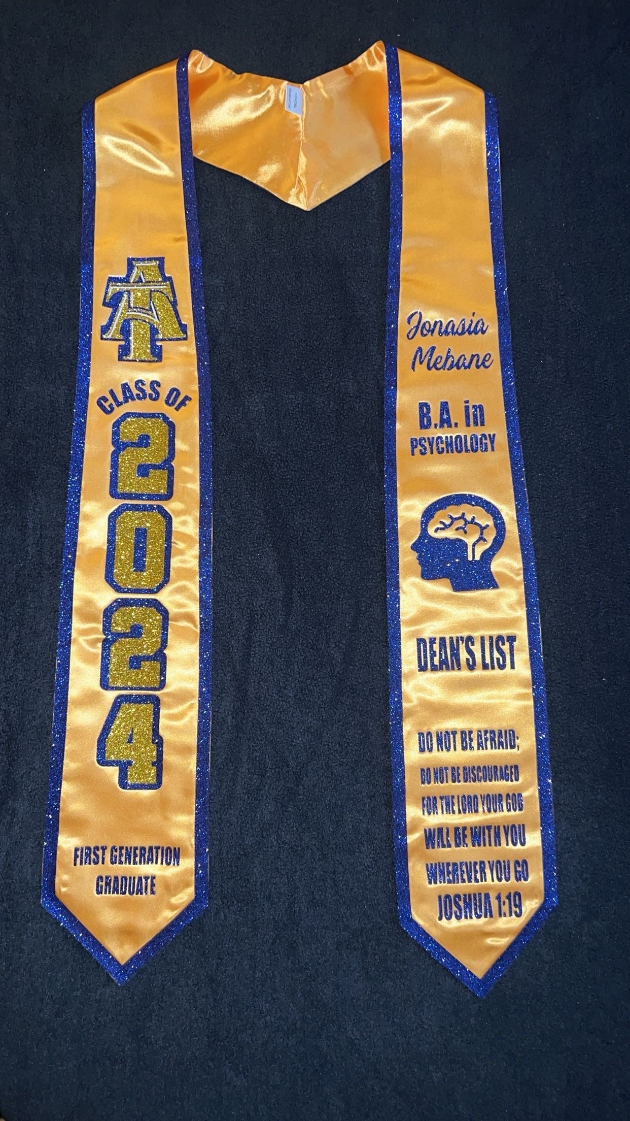 Personalized Graduation Stole | Custom Glitter or Classic Stole ...