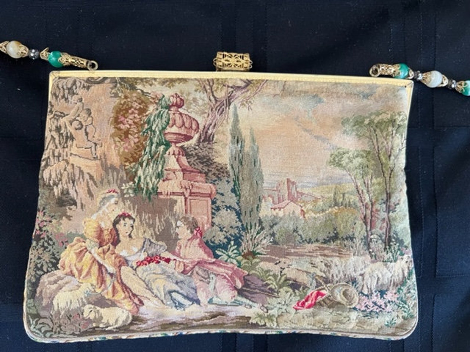 Antique Micro Petit Point Bag by Calem Figural Scene With - Etsy