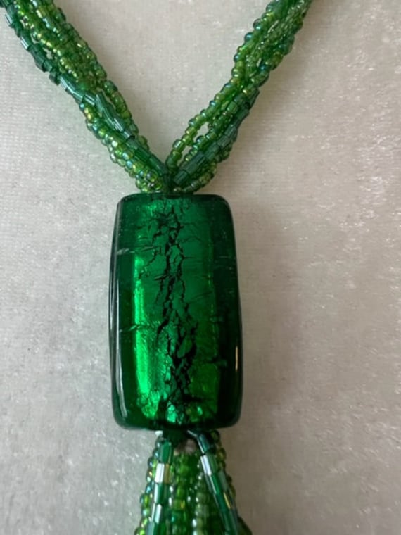 Vintage Emerald Green Translucent Foil Glass Beads Mu… - Gem
