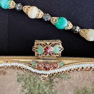 Antique Micro Petit Point Bag by Calem Figural Scene With Jeweled ...